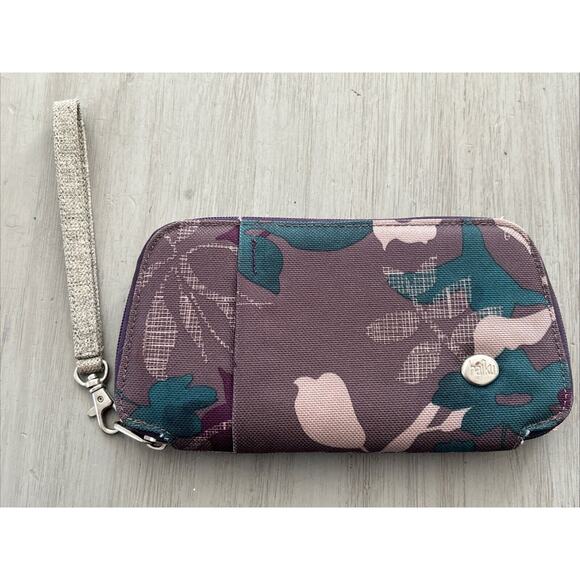 Haiku | Bags | Haiku Gray Teal Purple Floral Zip Around Wallet Wristlet ...